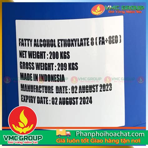 BÁn Fatty Alcohol Ethoxylate 8 Fa8 Eo ChẤt HoẠt ĐỘng BỀ MẶt Made