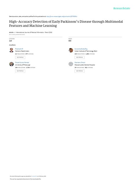 High Accuracy Detection Of Early Parkinsons Disease Through Multimodal