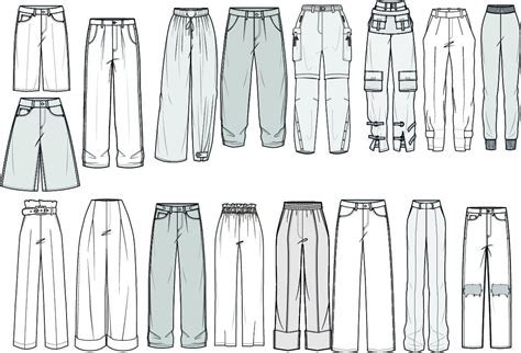 Pants Flat Technical Drawing Illustration Etsy Canada Technical