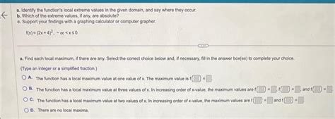 solved a identify the function s local extreme values in