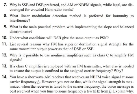Solved 7 Why Is SSB And DSB Preferred And AM Or NBFM Chegg Com