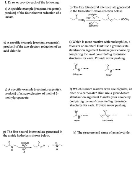 Solved 1 Draw Or Provide Each Of The Following A A