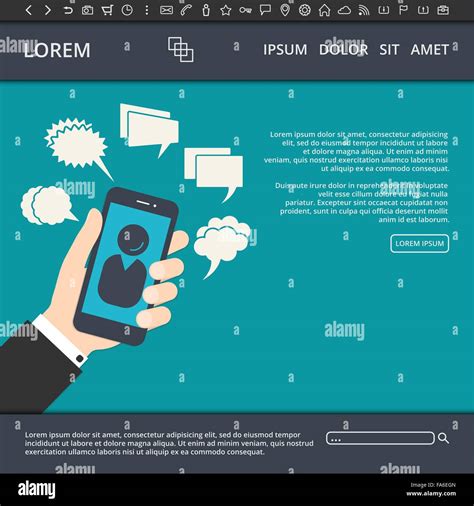 vector illustration of flat style web design template with website