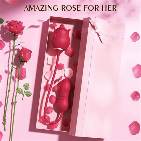 Rose Toy Vibrator For Woman In Clitoral Stimulator Tongue Licking Thrusting G Spot Dildo