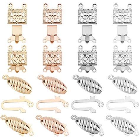 16 Sets 2 Styles Box Clasps Stainless Steel Multi Strand Clasps End