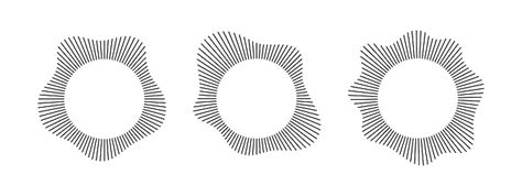 방사형 파동 사운드 라인 원형 프레임 사운드 서클 링 물결 모양의 룬 프레임 방사형 태양 광선 기호입니다 물결 모양의 기하학적 실루엣 추상적인 디자인 요소입니다 흰색 배경에