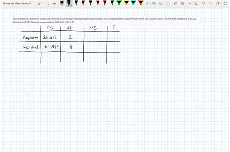 solved shown below is a portion of excel output for regression