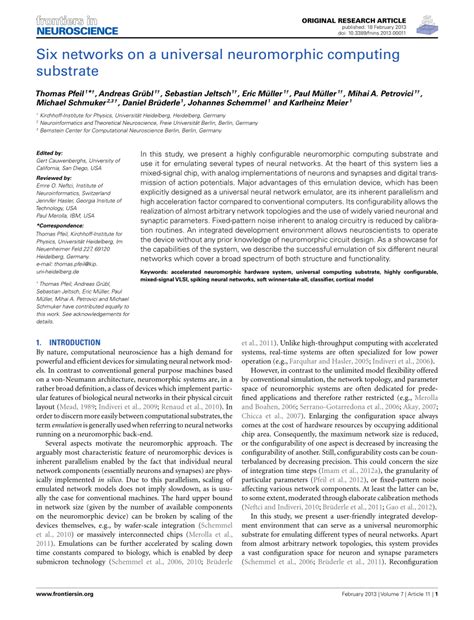 Pdf Six Networks On A Universal Neuromorphic Computing Substrate