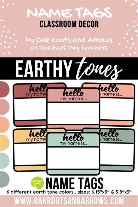 EDITABLE Earthy Tones Hello My Name Is Classroom Name Tags Set Classroom Name Tags
