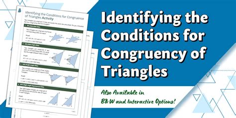 Identifying The Conditions For Congruency Of Triangles Activity