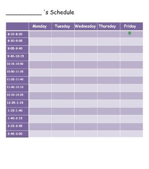 Class Schedule Grid By Sipe S Study Hall TPT