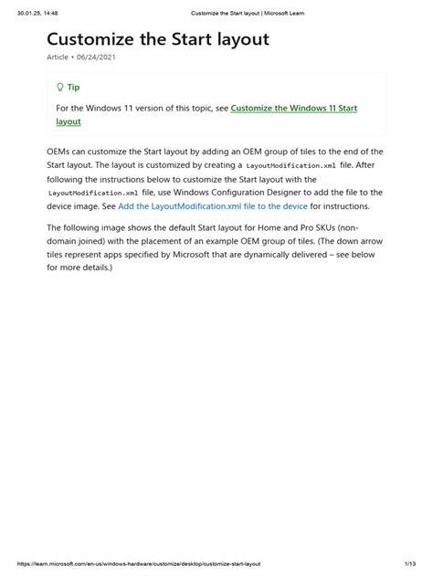 Customize The Start Layout Microsoft Learn Pdf Windows 10 Microsoft Windows