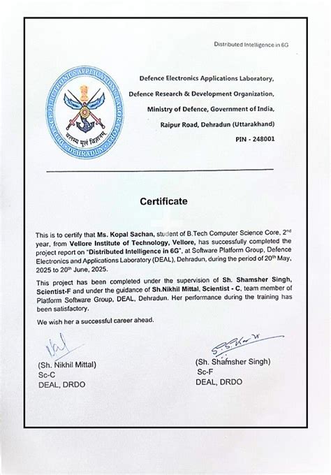 Im Thrilled To Share That I Have Recently Completed A One Month Internship At The Defence