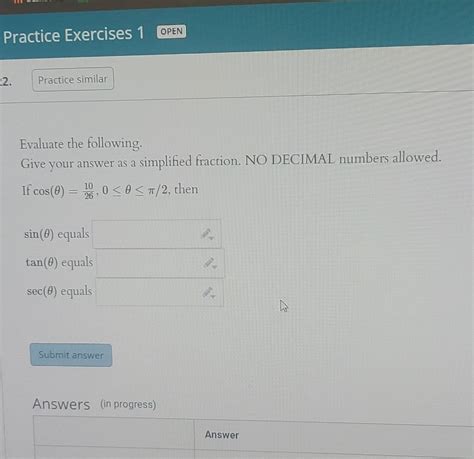 Solved Practice Exercises OPEN Evaluate The Following Give Chegg
