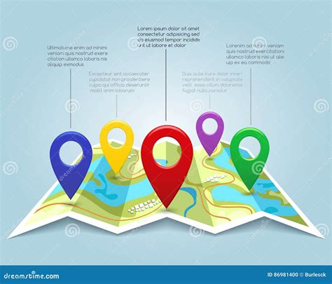 Map With Pin Markers Vector Illustration Cartography Location Pointers