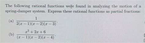 Solved The following rational functions were found in | Chegg.com
