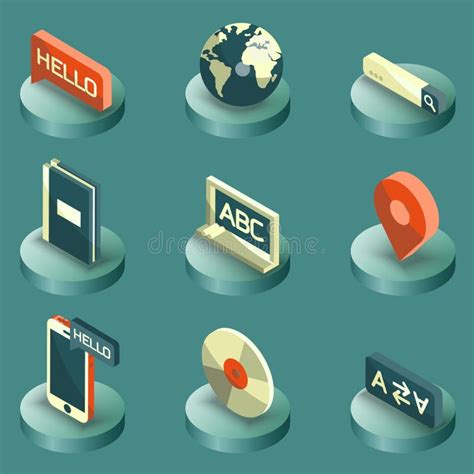 languages color gradient isometric icons stock vector illustration of