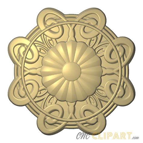 Rosette 27 3d Relief Model Cnc Clipart