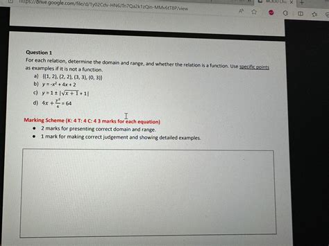 Solved Question 1 For Each Relation Determine The Domain