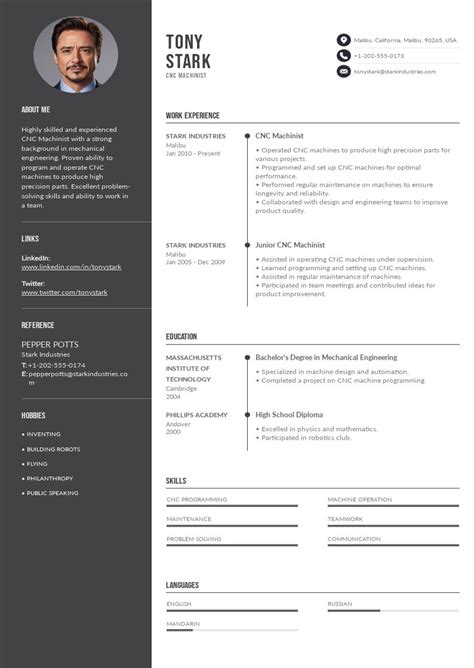 CNC Machinist Resume Sample Template Writing Guide
