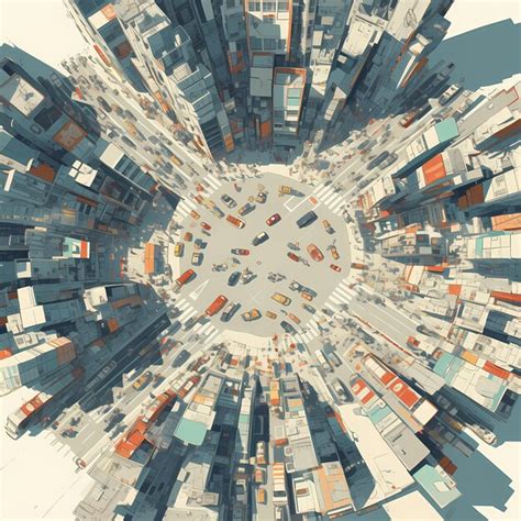 Premium Photo Bustling Intersection Aerial Perspective