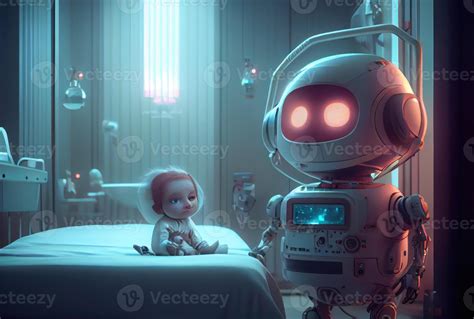Nursing Care Robots Take Care Of Young Patient In Hospitals Medical