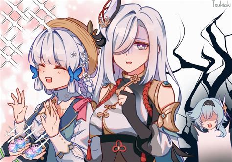 Kamisato Ayaka Eula Shenhe And Kamisato Ayaka Genshin Impact Drawn By Tsukiaki Teriyaki