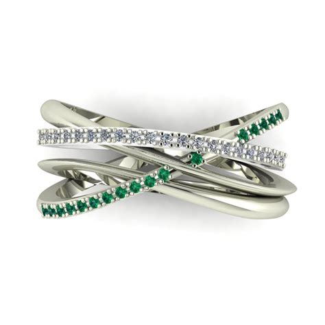 Eternal Infinity Emerald And Diamond Eternity Ring White Gold