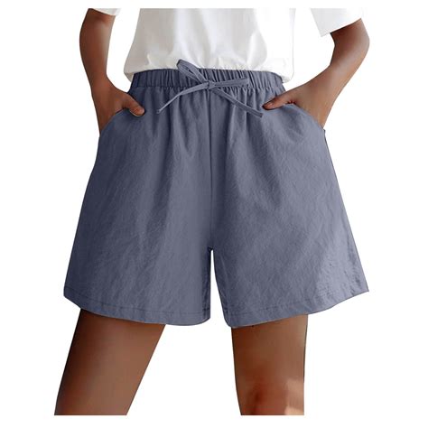 Blvb Summer Shorts For Women Loose Cotton Linen Wide Leg Shorts Casual
