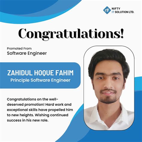 Nifty It Solution Ltd On Linkedin Congratulations To Zahidul Haque