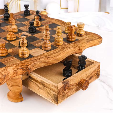 Fancy Wooden Chess Set With Storage And Pieces Artisraw
