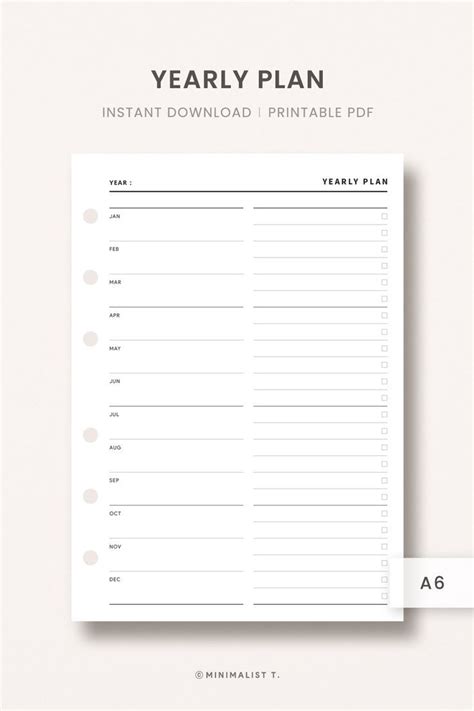 Yearly Planner Annual Planner Yearly Goal Planner Yearly To Do List