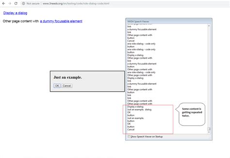 nvda repeats dialog content twice in browsers · issue 8971 · nvaccess