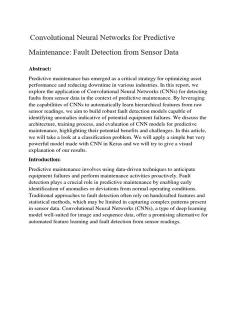 Convolutional Neural Networks For Predictive Maintenance Pdf