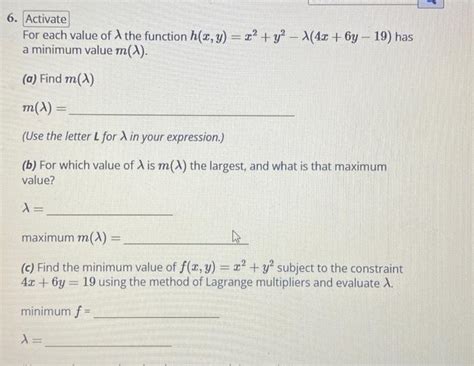 solved 6 activate for each value of λ the function