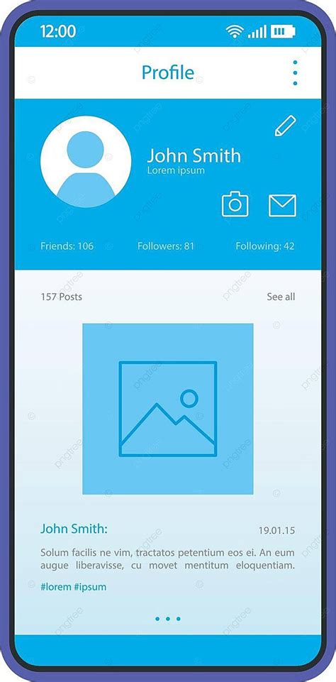 Social Media App Interface Vector Template Isolated Mobile Edit Vector Isolated Mobile Edit