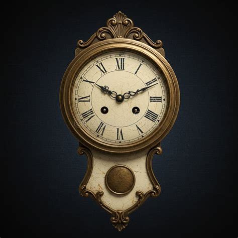 Ornate Vintage Wall Clock With Roman Numerals Features A Brass Toned