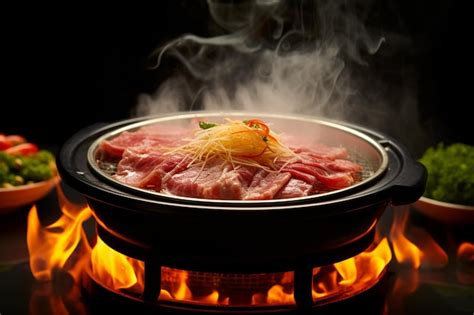 Premium Photo Enjoy Eating Shabu Shabu And Sukiyaki In Hot Pot At