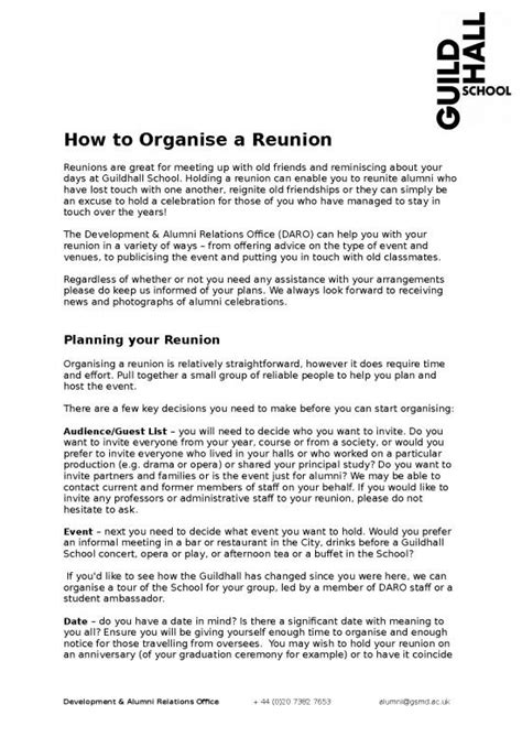 Planning Spreadsheet 29538 How To Organise An Alumni Reunion 2019 4
