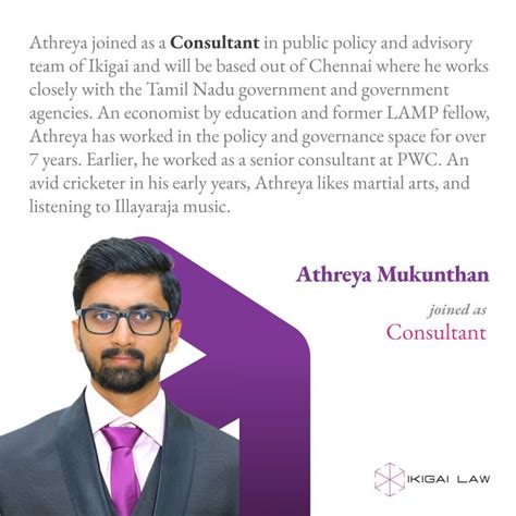 Ikigai Law On Linkedin Ikigai Law Welcomes Athreya Mukunthan