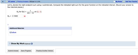 Solved 5 O 7 Points I Previous Answers Oscalc1 5 1 015 My