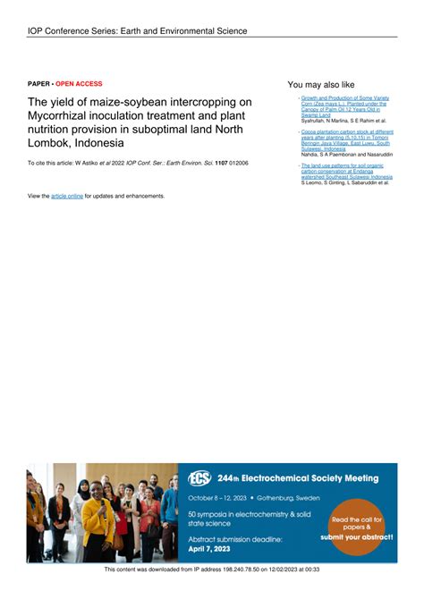 Pdf The Yield Of Maize Soybean Intercropping On Mycorrhizal