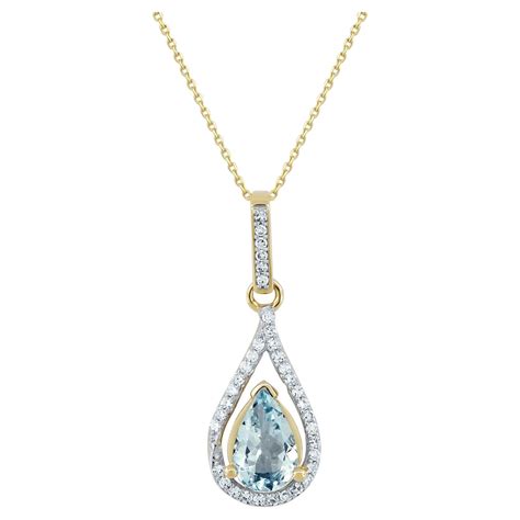 10k Yellow Gold Aquamarine And Diamond Pendant At 1stdibs