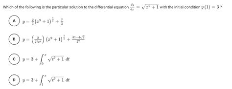 Solved Which of the following is the particular solution to | Chegg.com