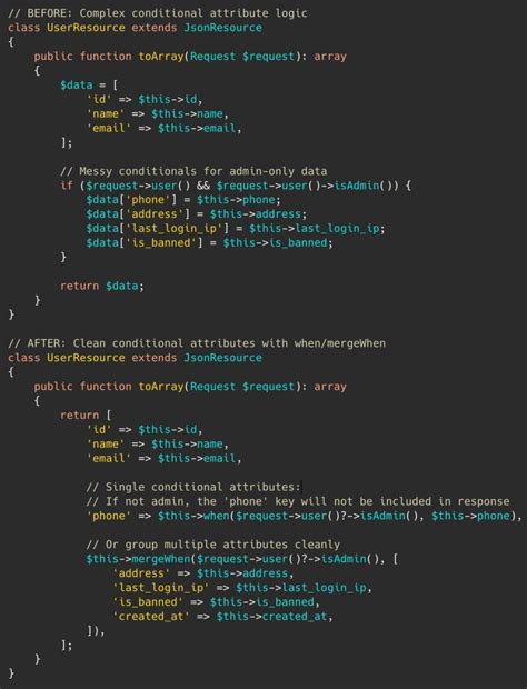 Laravel Tip From The Docs In Eloquent Api Responses Use `when` And