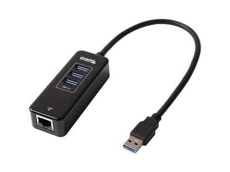 Plugable USB Hub With Ethernet Port USB Bus Powered Hub With Gigabit Ethernet Compatible
