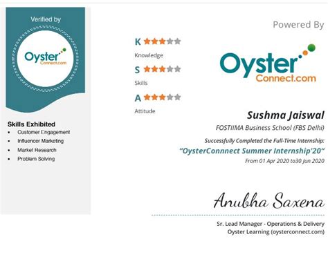 Sushma Jaiswal On Linkedin Summerinternship2020 Oysterconnect