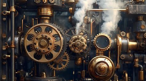 Sophisticated Steampunk Contraption Featuring Gear Brass Fitting Steam
