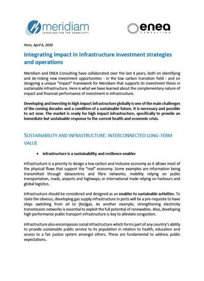 Integrating Impact In Infrastructure Investment Activities