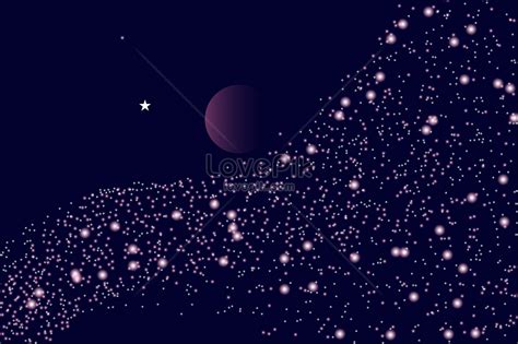밤하늘에 별과 밝은 달이 있는 은하수 귀여운 템플릿 이미지 Hd 은하수 은하 별 행성 배경 사진 무료 다운로드 Lovepik